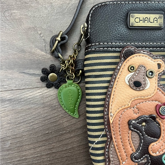 Chala | Accessories | Chala Brown Mini Canvas Faux Leather Crossbody ...